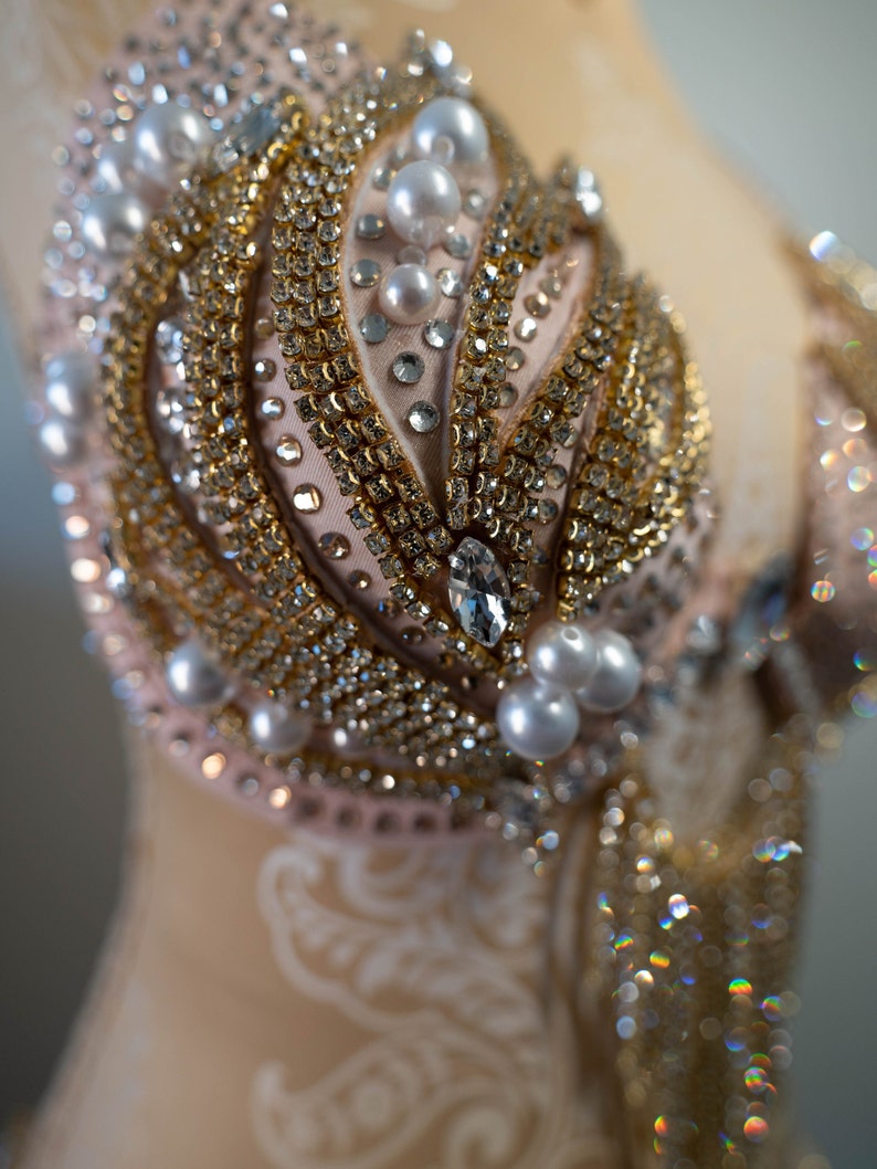 Crystal Gold Belly Dance Costume. Samba Carnival Costume. Crystal Bra ...