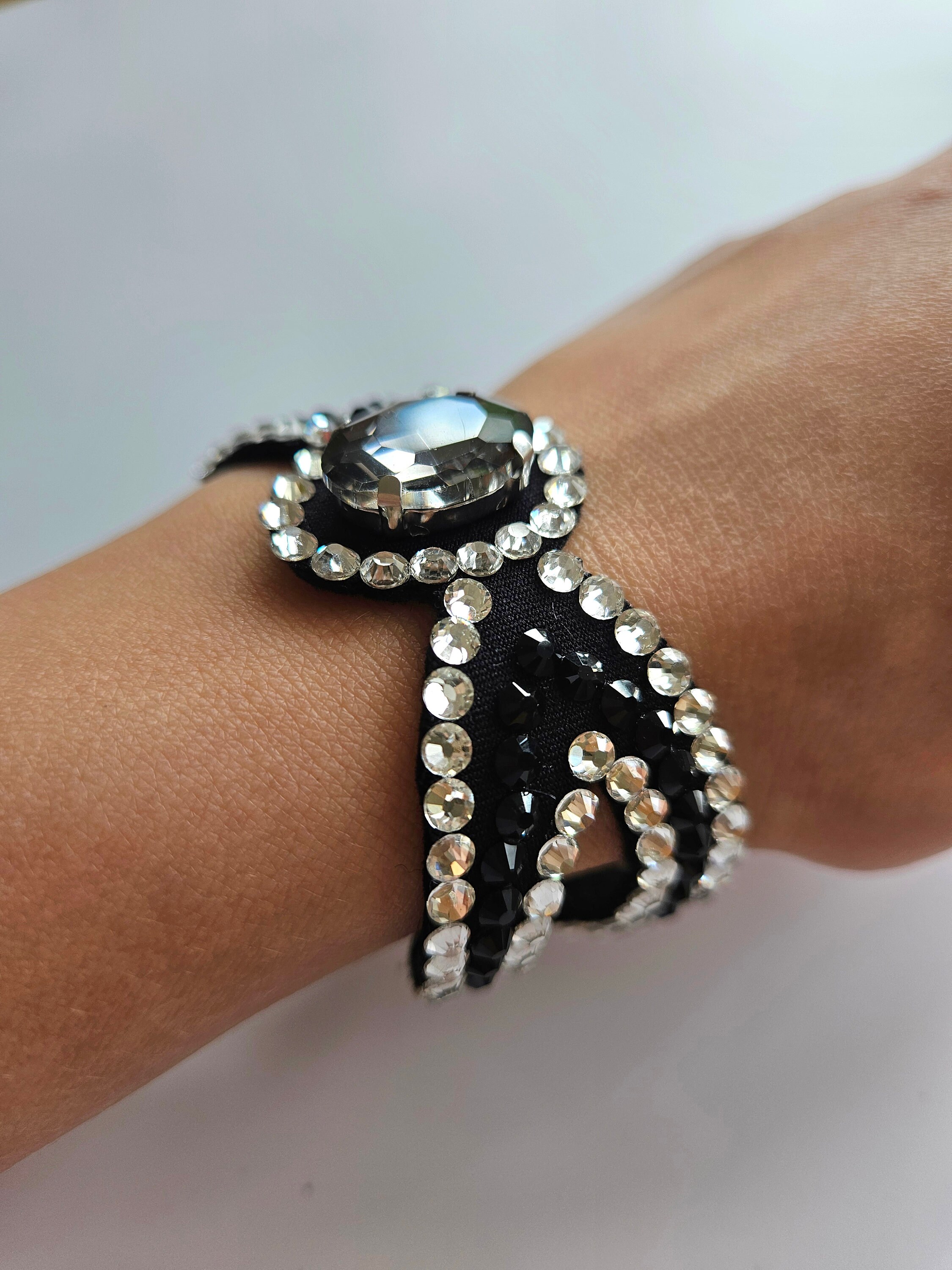 Ballroom Dance Bracelet Black, Embellished Bracelet, Belly Dance ...