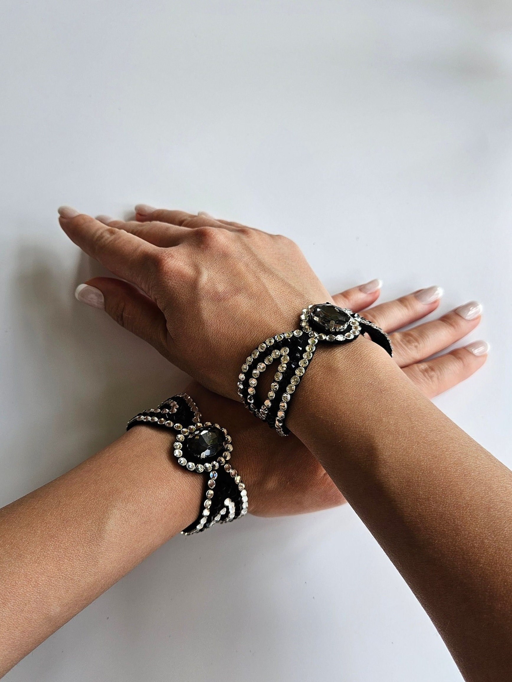 Ballroom Dance Bracelet Black, Embellished Bracelet, Belly Dance ...