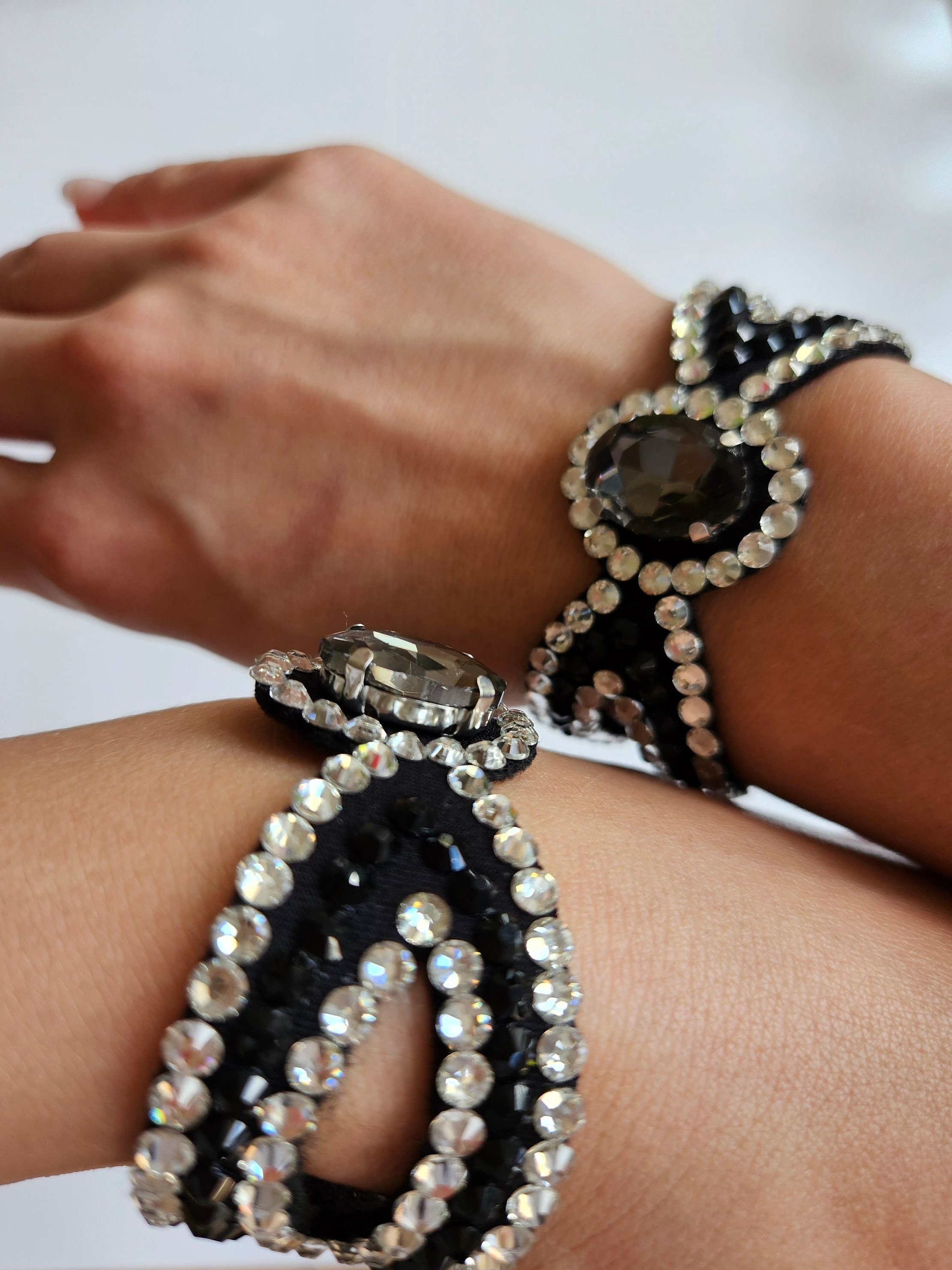 Ballroom Dance Bracelet Black, Embellished Bracelet, Belly Dance ...