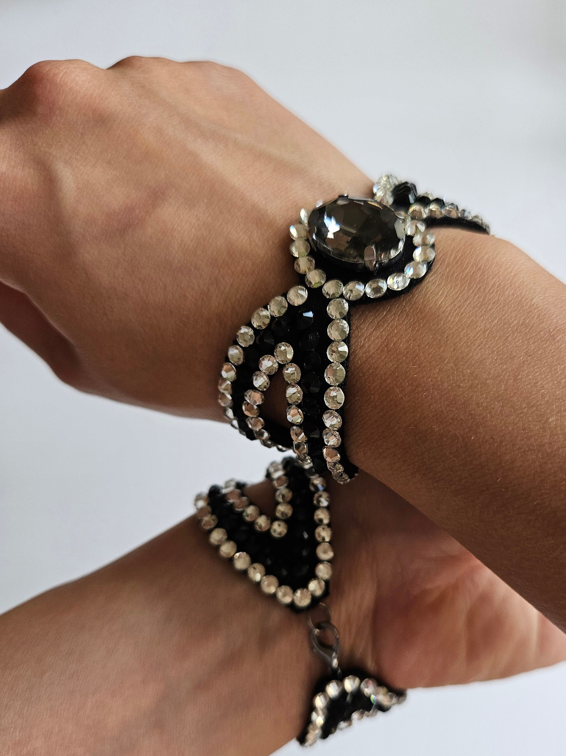 Ballroom Dance Bracelet Black, Embellished Bracelet, Belly Dance ...