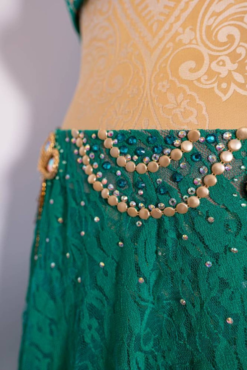 Green Blue Gold Belly Dance Costume Size S-M, Competition Dress, Stage ...