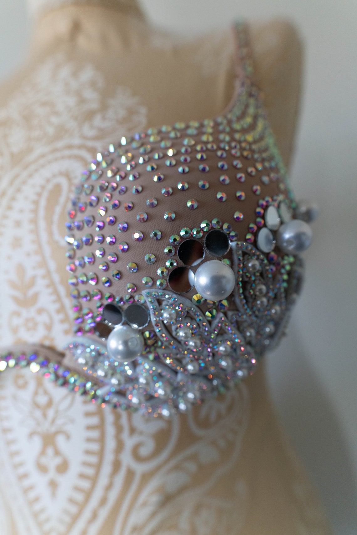 Showgirl Costume, Belly Dance Bra, Burlesque Bra, Stage Bra, Rave Bra ...