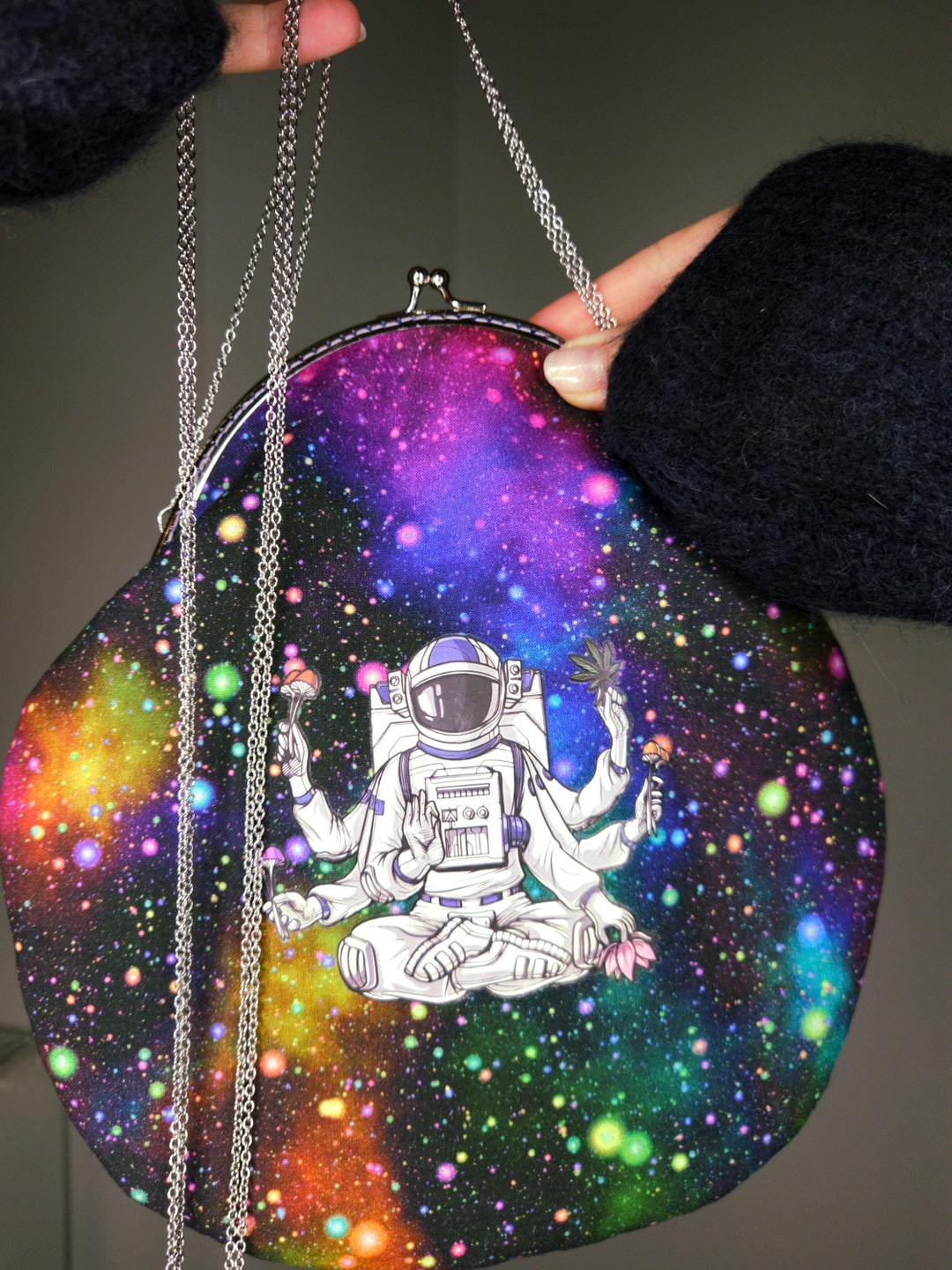 Clasp Cosmic Spaceman Small Bag. Cotton Handmade Crossbody Mini Bag ...