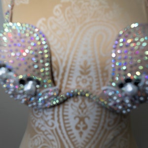 Showgirl Costume, Belly Dance Bra, Burlesque Bra, Stage Bra, Rave Bra ...