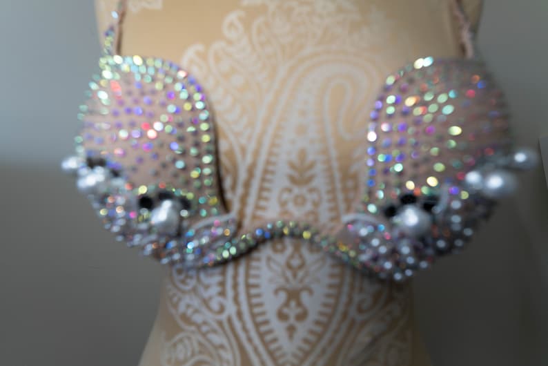 Showgirl Costume, Belly Dance Bra, Burlesque Bra, Stage Bra, Rave Bra ...
