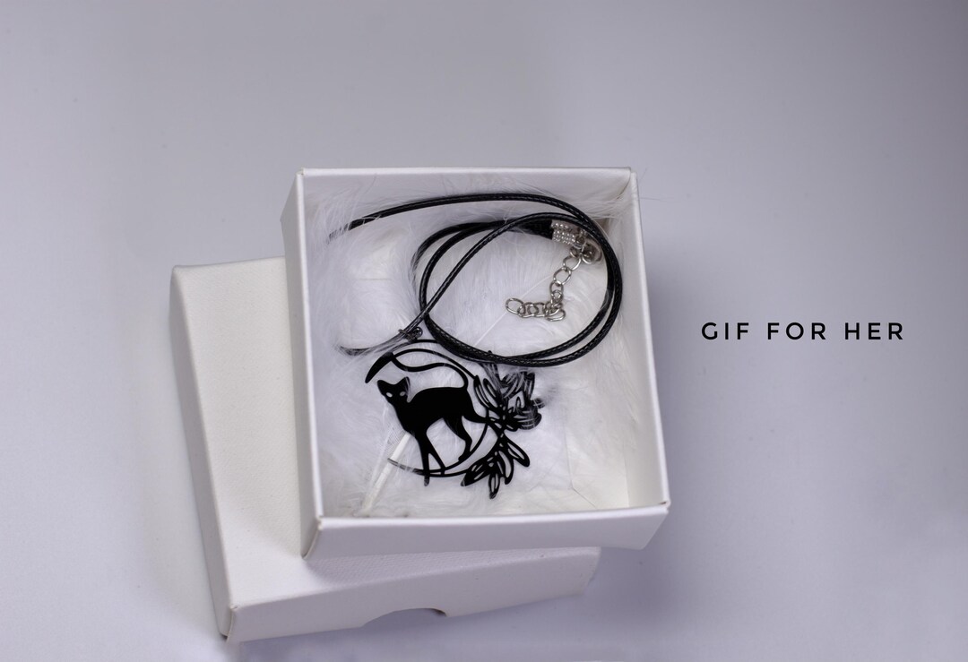 Black Cat and Moon Pendant Necklace, Cat Lover Gift, Salem Cat ...