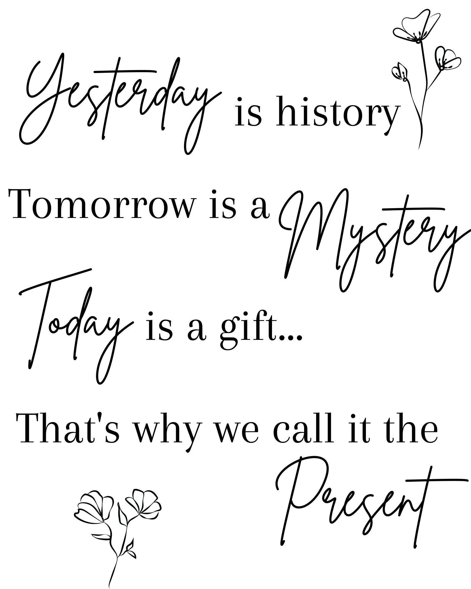 Yesterday is History, Tomorrow is a Mystery, Today is a Gift ...