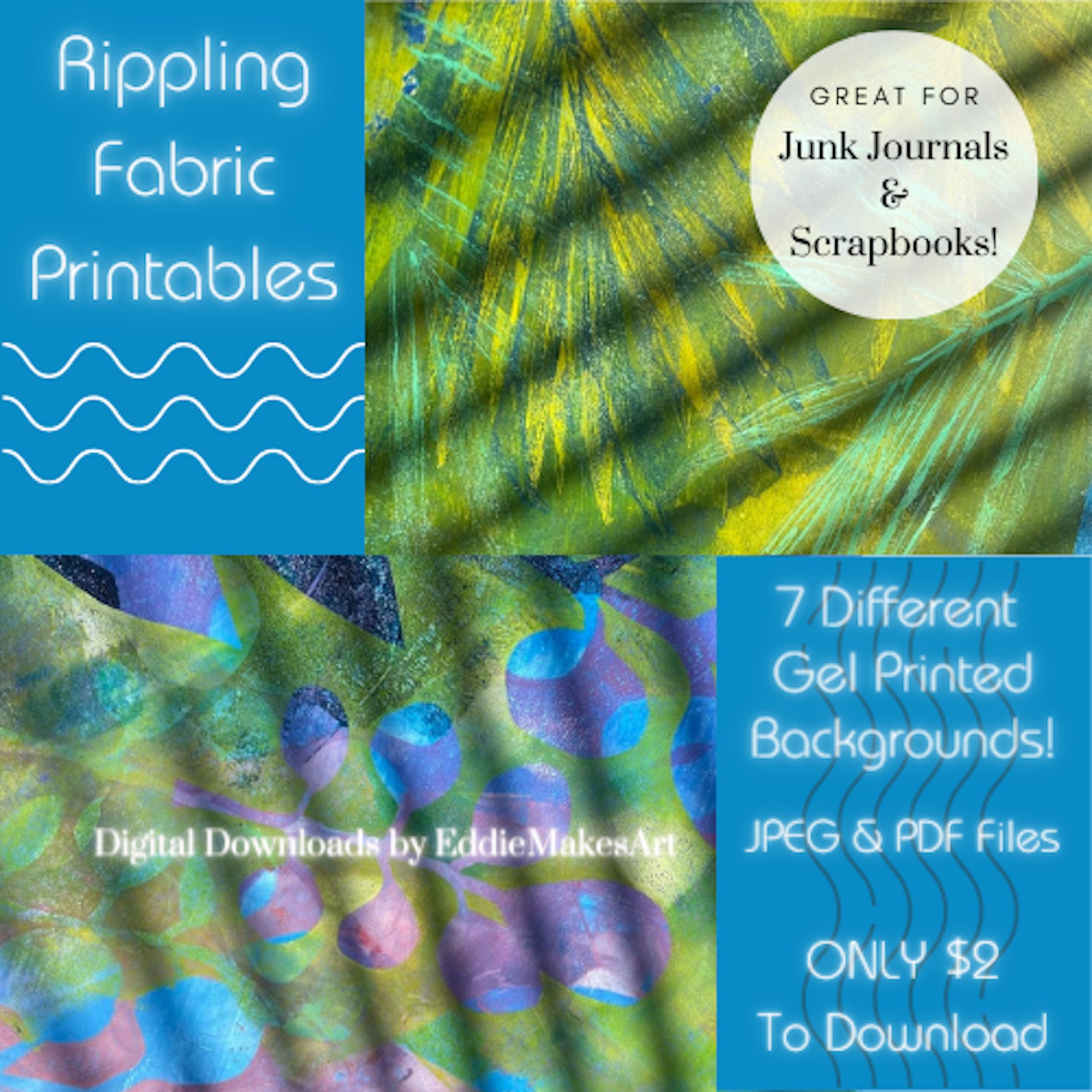 Rippling Fabric Printable Backgrounds VERDE - Etsy