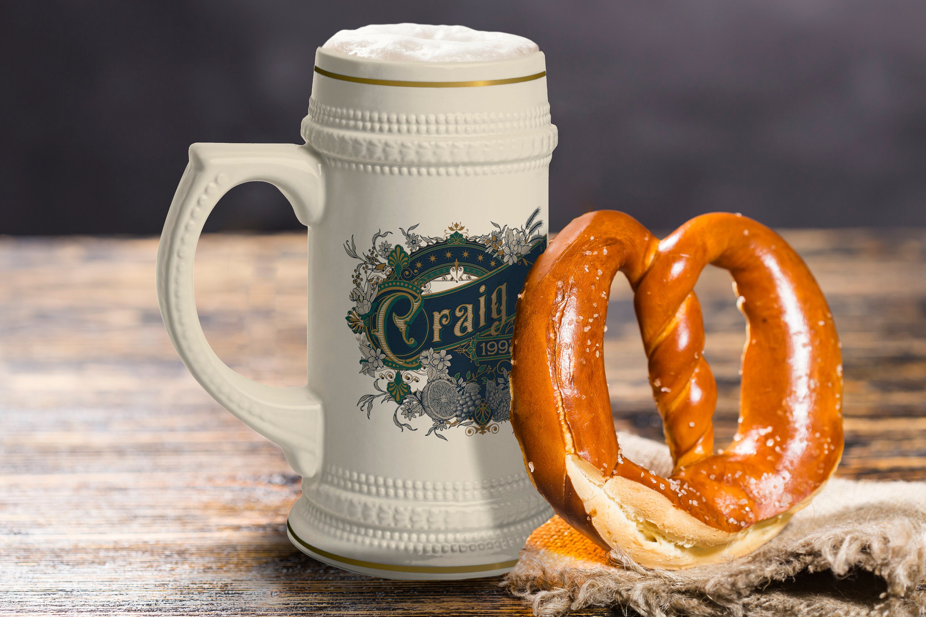 Personalized Vintage Style Beer Stein Customizable Mug for Groomsmen ...