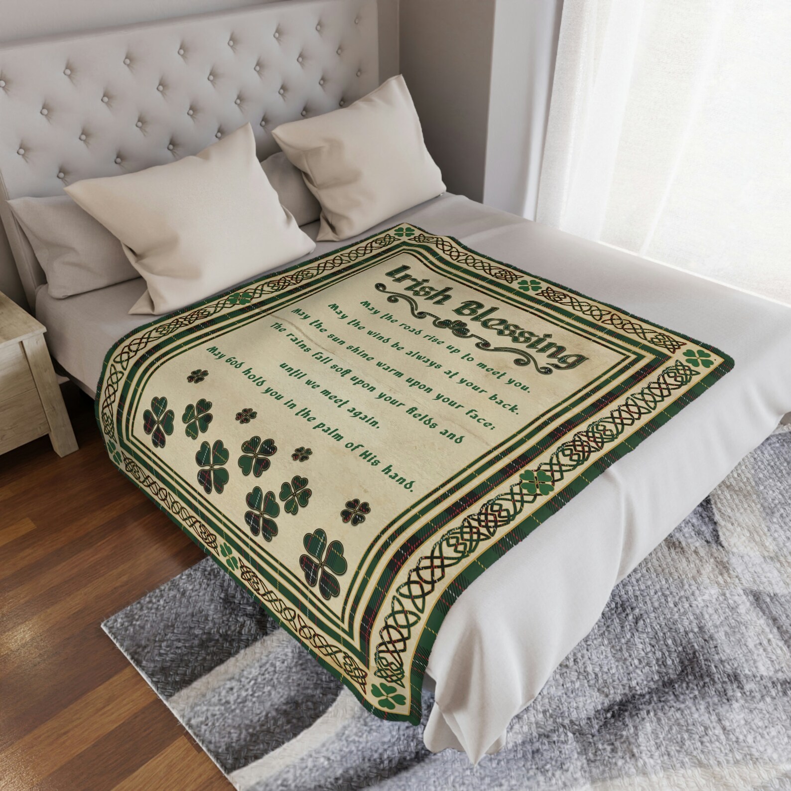 Irish Blessing Blanket Celtic Knot Irish Plaid Fleece Throw Shamrock ...