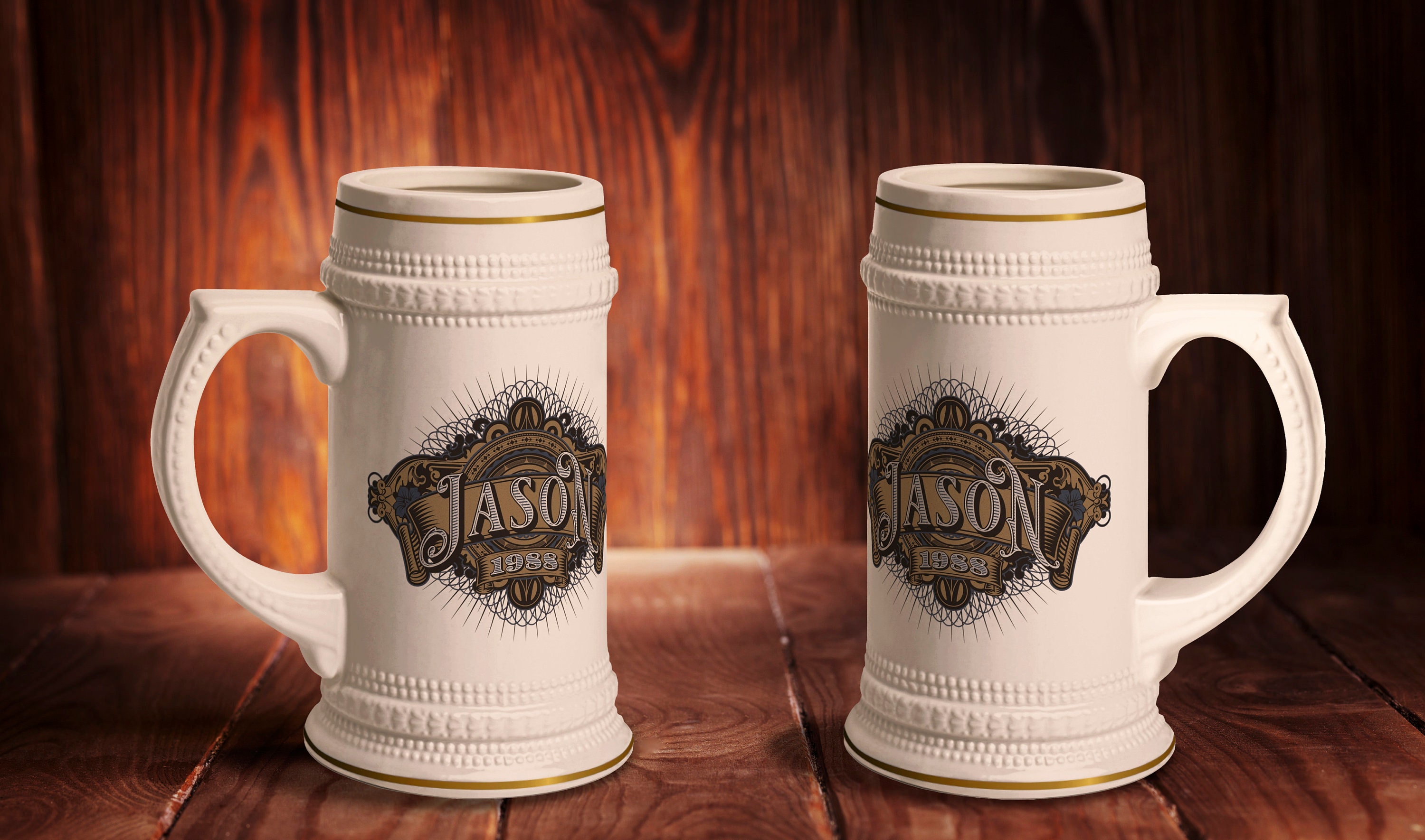 Personalized Vintage Style Beer Stein Customizable Mug for Groomsmen ...