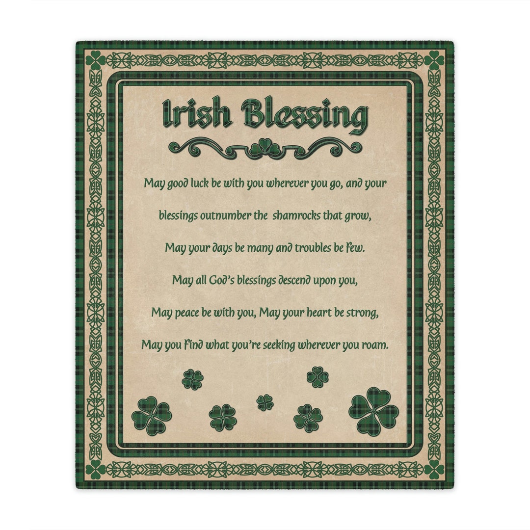 Irish Blessing Blanket Celtic Knot Irish Plaid Fleece Throw Shamrock ...