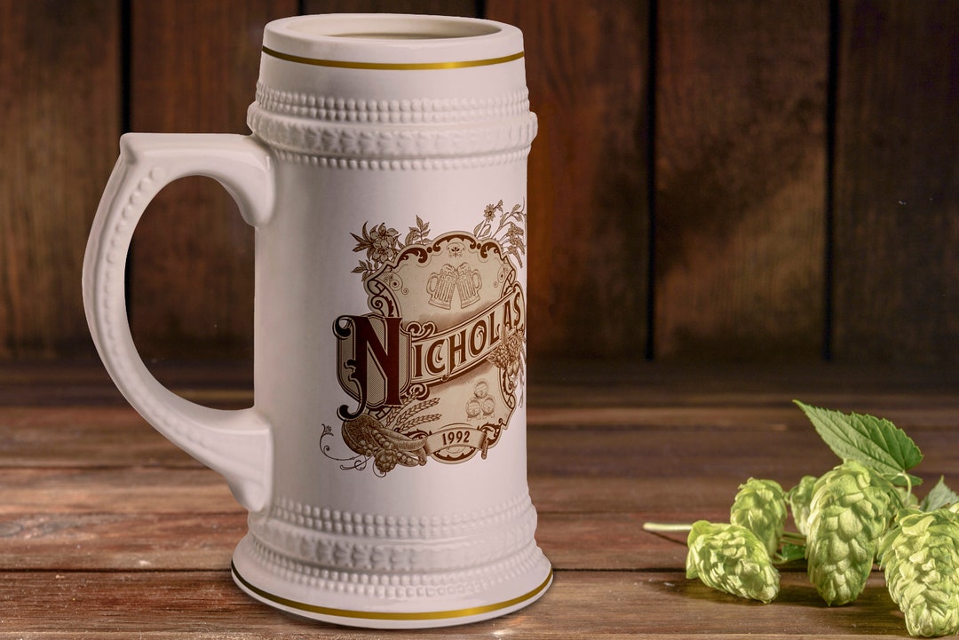 Personalized Vintage Style Beer Stein Customizable Mug for Groomsmen ...