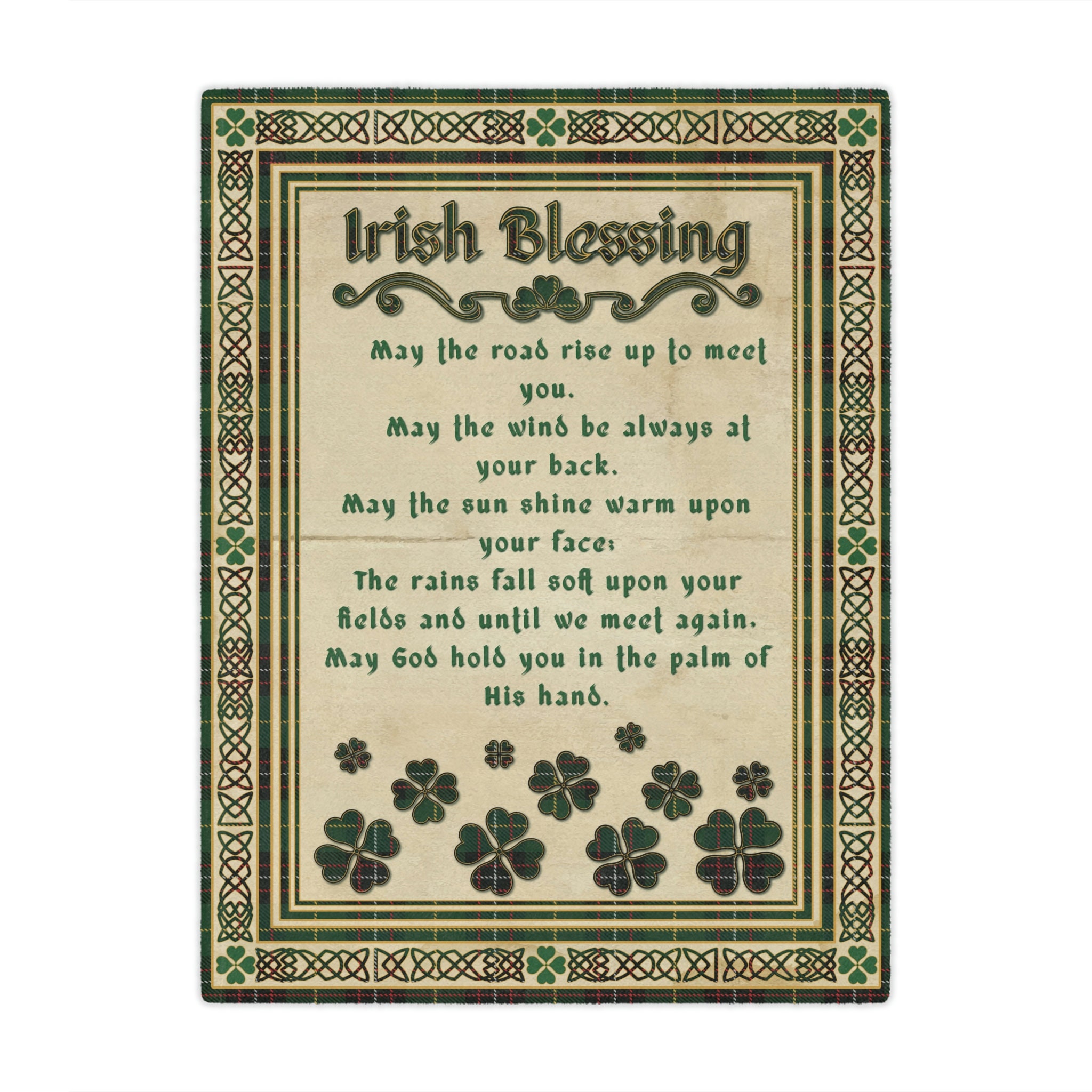 Irish Blessing Blanket Celtic Knot Irish Plaid Fleece Throw Shamrock ...