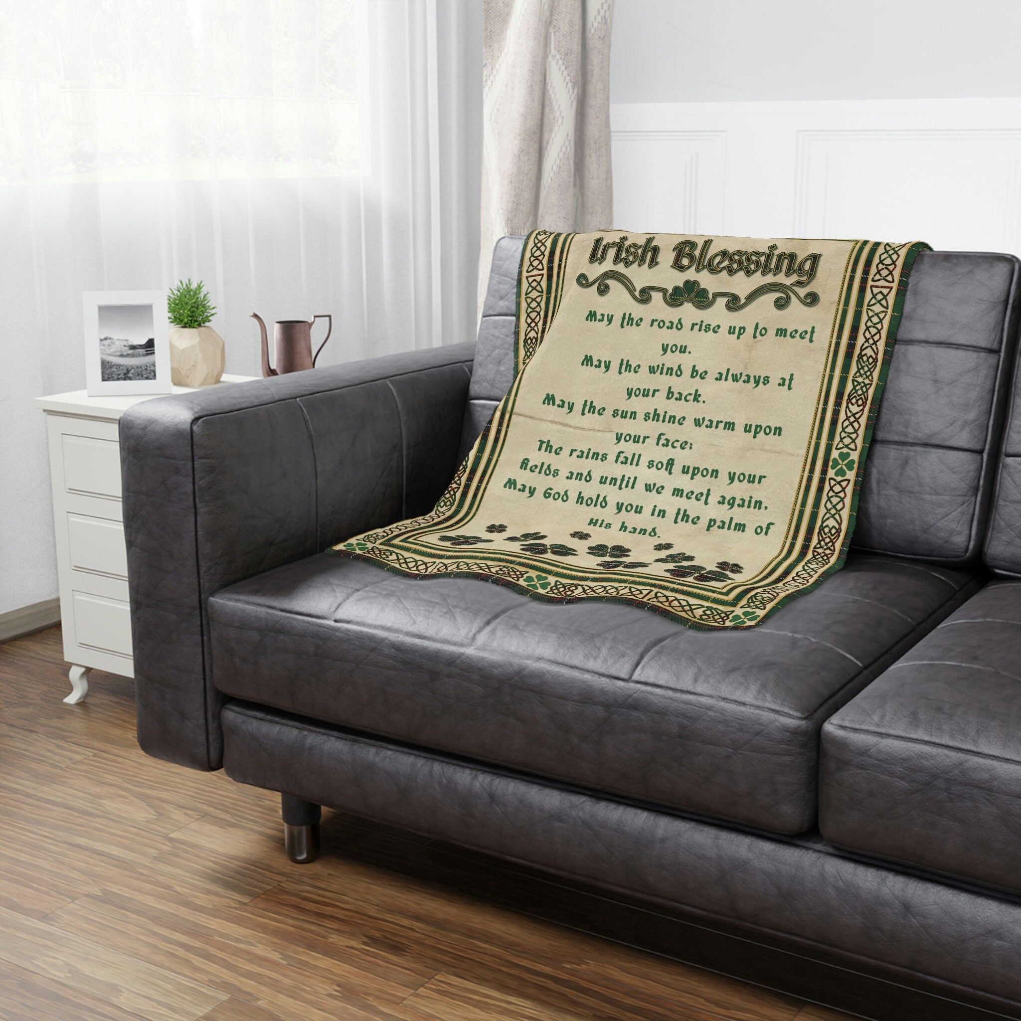 Irish Blessing Blanket Celtic Knot Irish Plaid Fleece Throw Shamrock ...