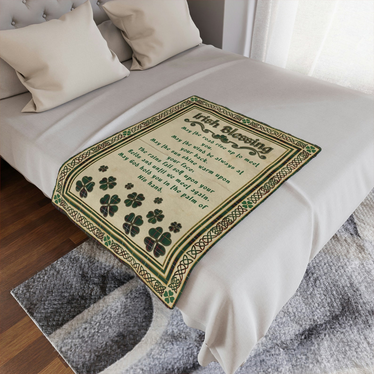 Irish Blessing Blanket Celtic Knot Irish Plaid Fleece Throw Shamrock ...