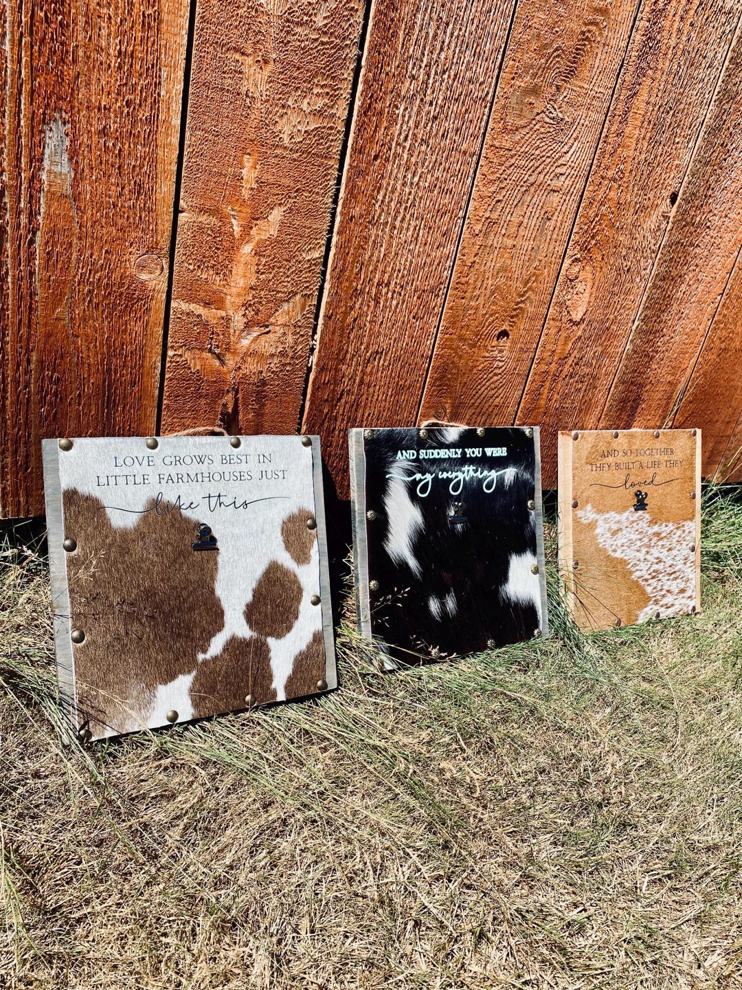 Cowhide Picture Frame | Rustic Photo Holder & Sign | Western Wall Shelf ...