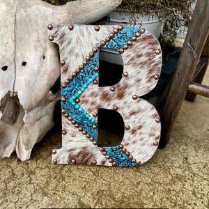 Cowhide Letters 12” - Personalized Western Wall and Shelf Decor *made ...