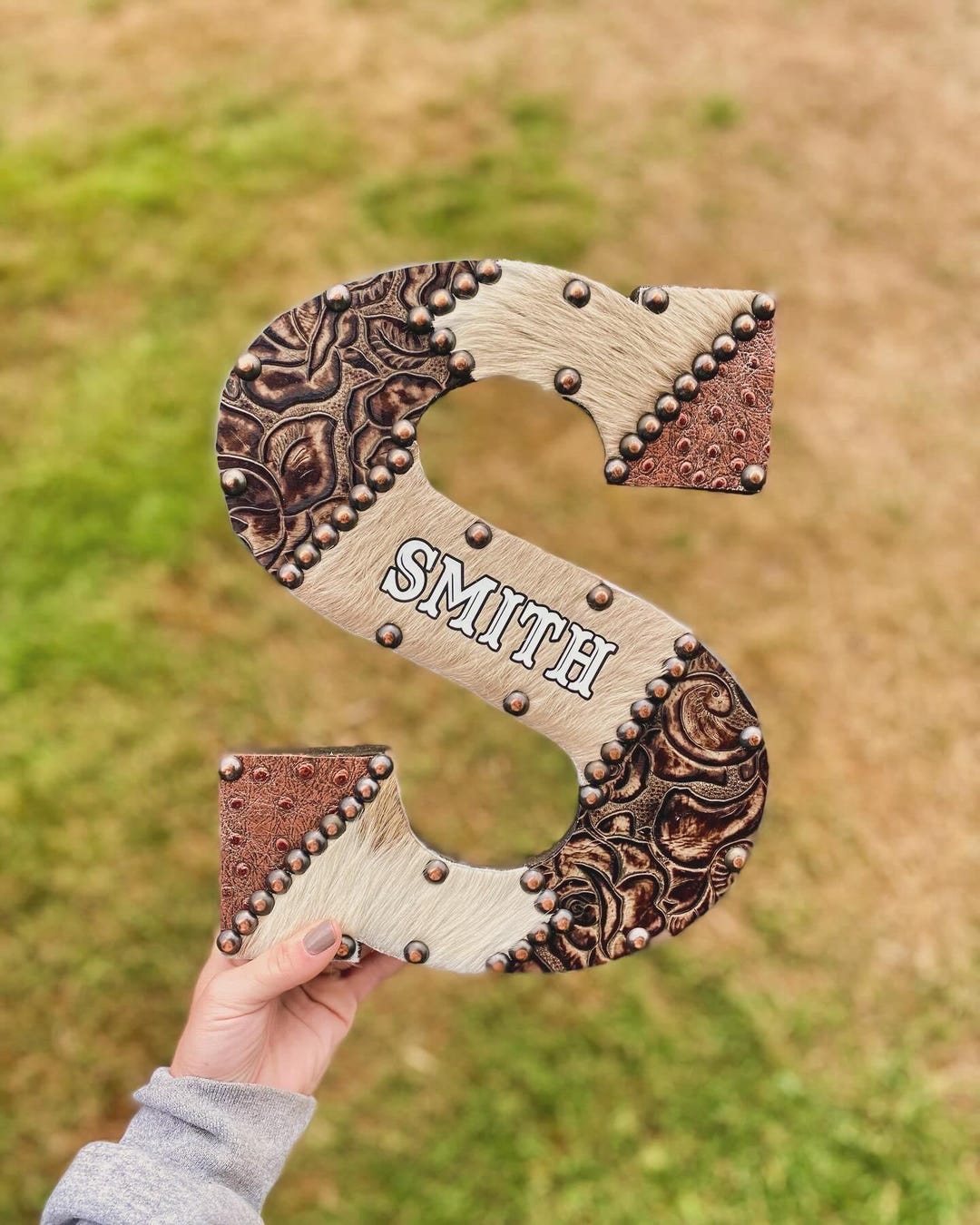 Cowhide Letters 12” - Personalized Western Wall and Shelf Decor *made ...