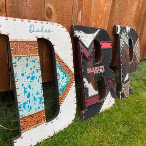 Cowhide Letters 18” - Personalized Western Wall and Shelf Decor *made ...