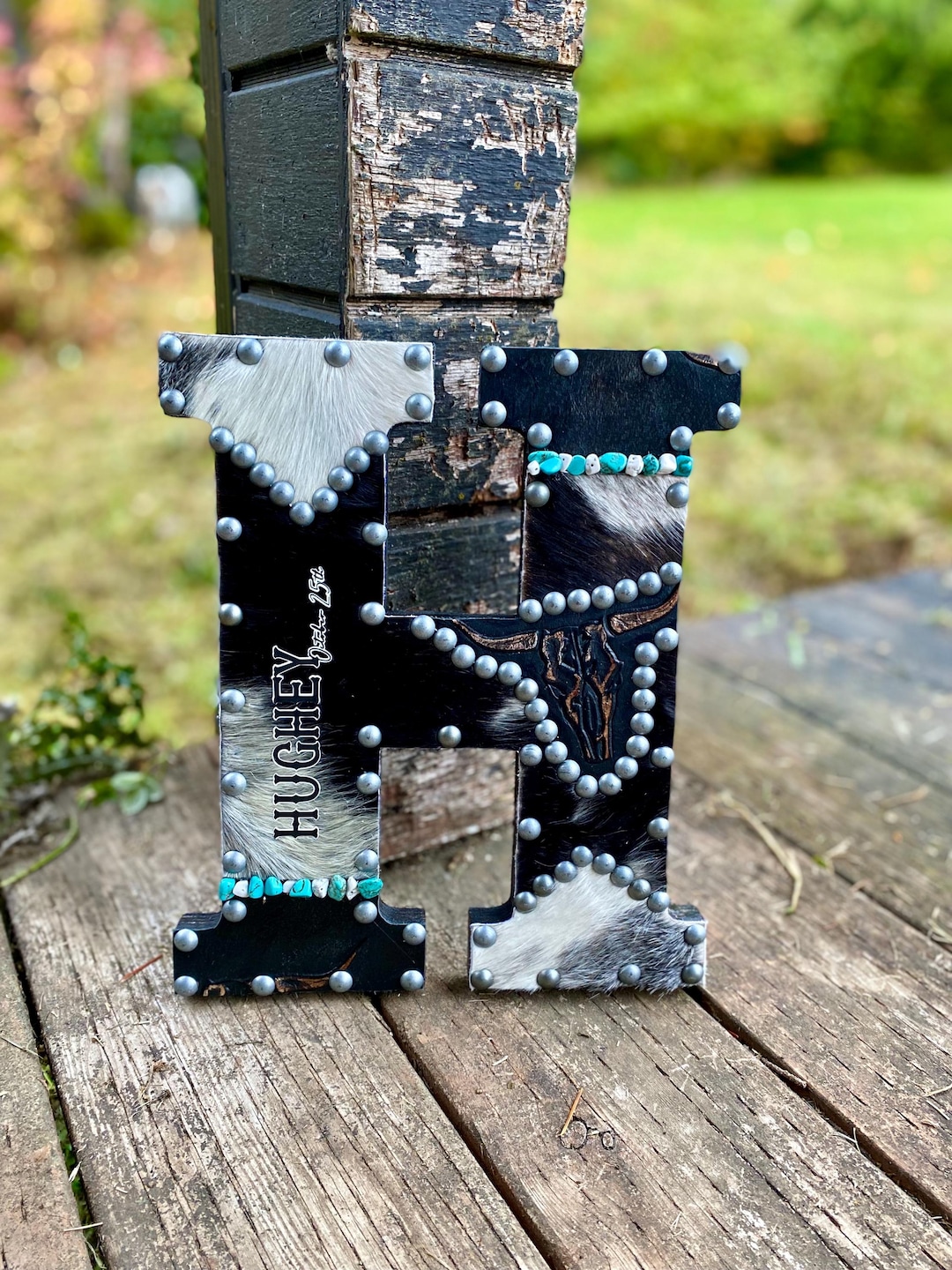 Cowhide Letters 9” - Personalized Western Wall and Shelf Decor *made to ...