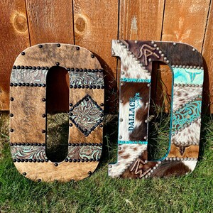 Cowhide Letters 18” - Personalized Western Wall and Shelf Decor *made ...