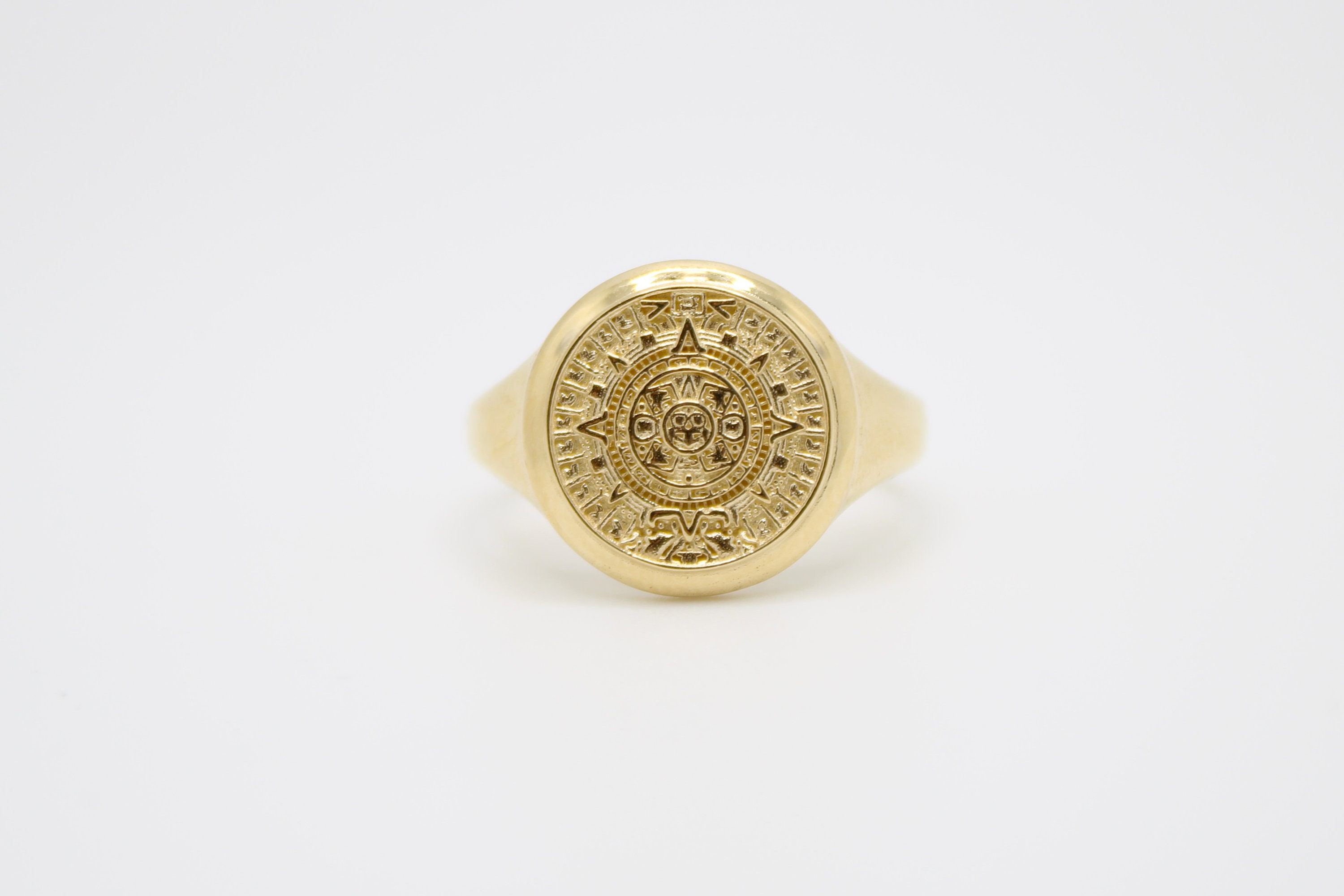 14k Aztec Calendar Ring in 3 Different Sizes for Men and Women - Etsy