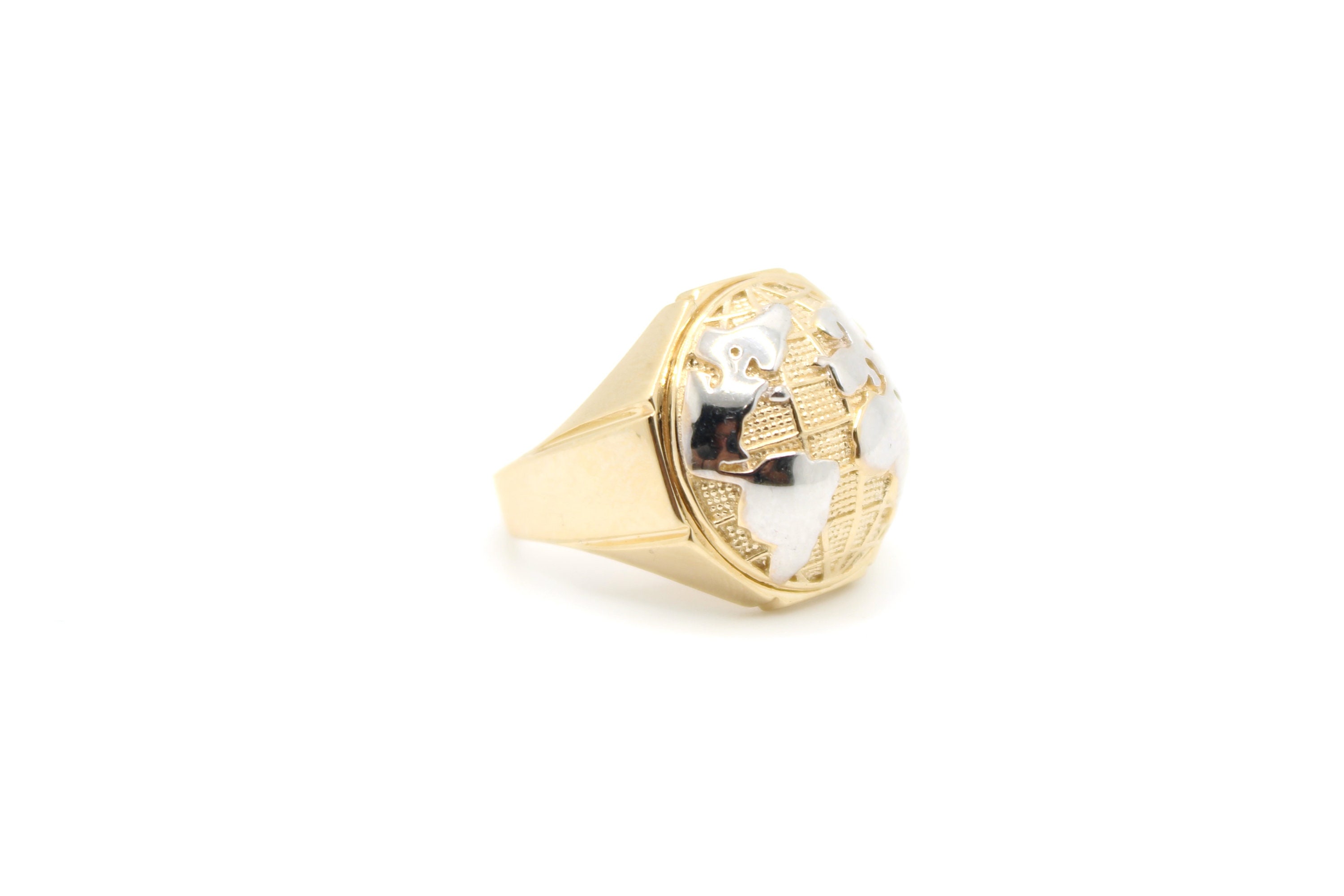 14k Gold World Globe Ring for Men - Etsy
