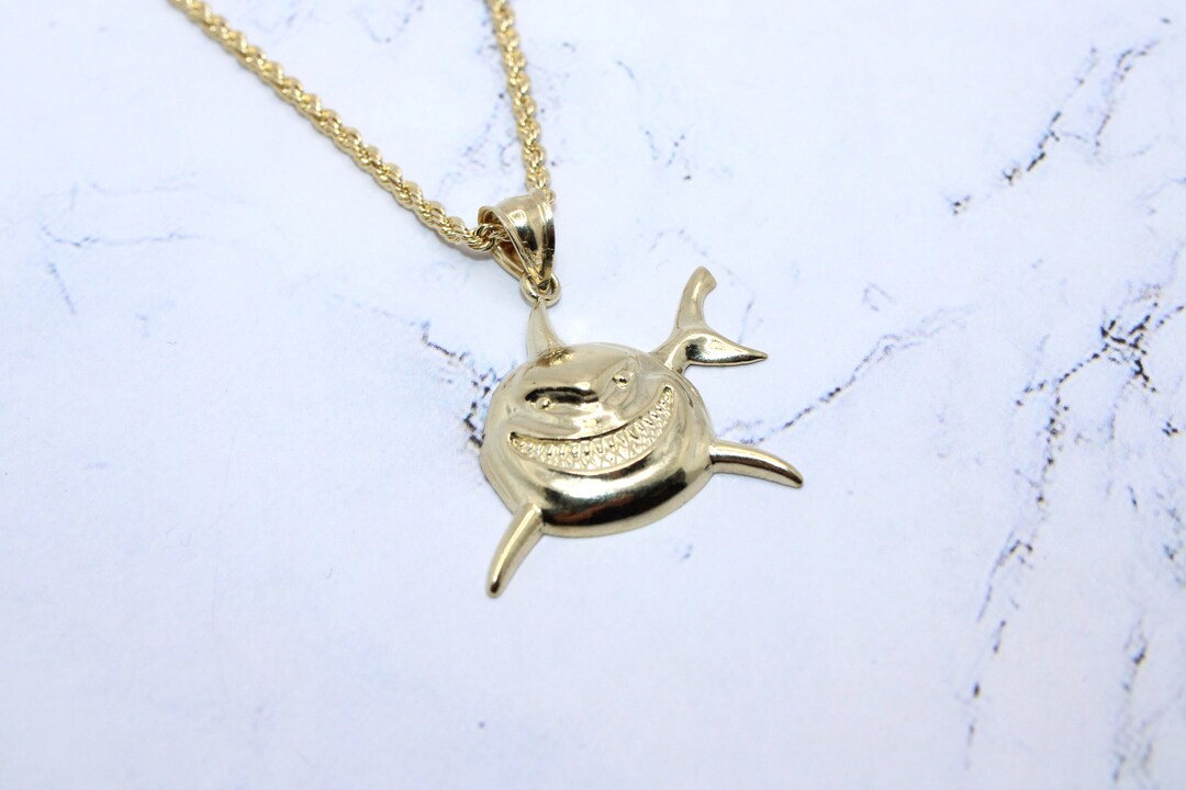 10k Gold Animation Shark Charm for Men and Women - Etsy
