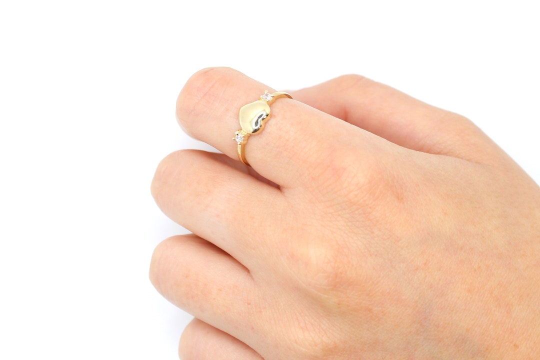 10k Gold Bold Heart Ring With Cubic Zirconia for Women and Girls - Etsy