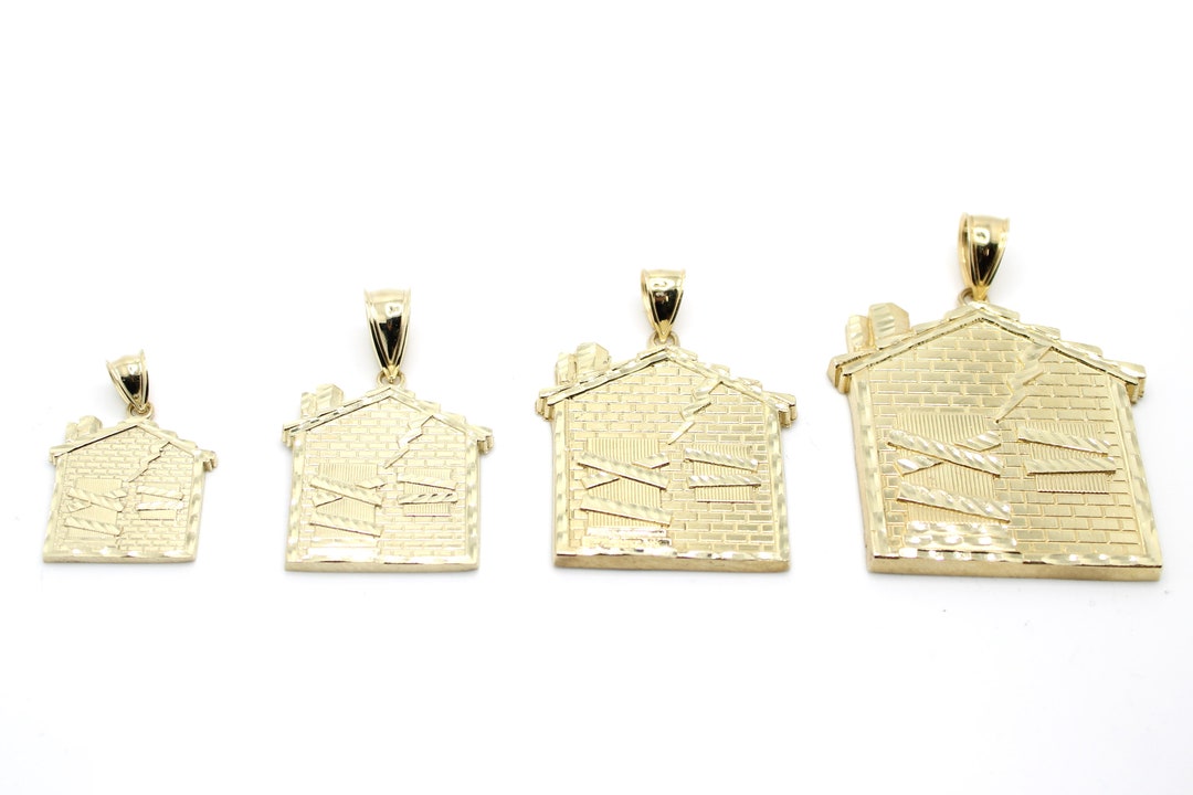 10k Gold Trap House Charm in Four Sizes for Men and Women NECKLACE NOT ...
