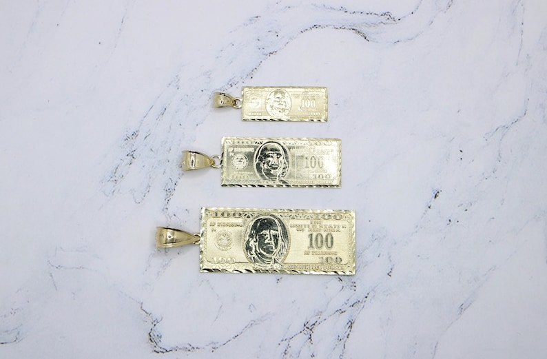 10k Gold one Hundred Dollar Bill Charm for Men and - Etsy