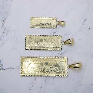 10k Gold one Hundred Dollar Bill Charm for Men and Women in 3 Different ...