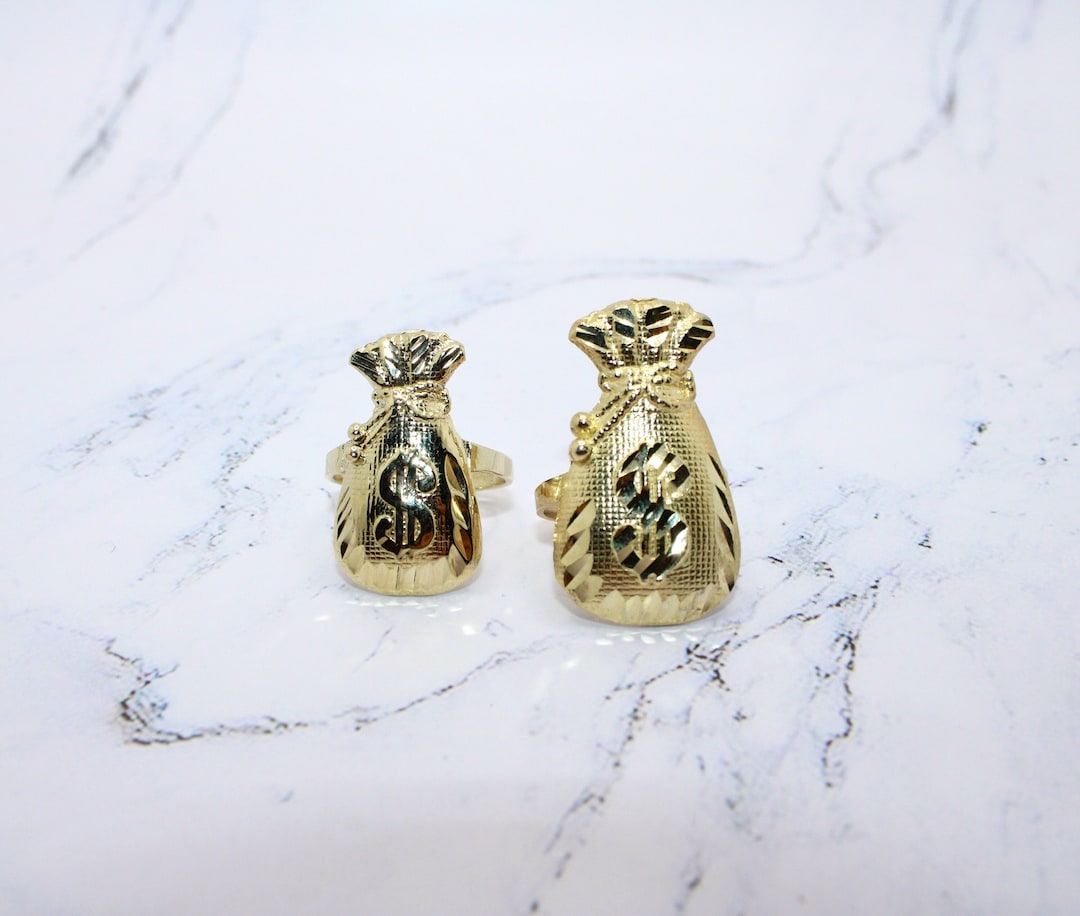10k Gold Small and Medium Sized Money Bag Ring for Men and Women - Etsy