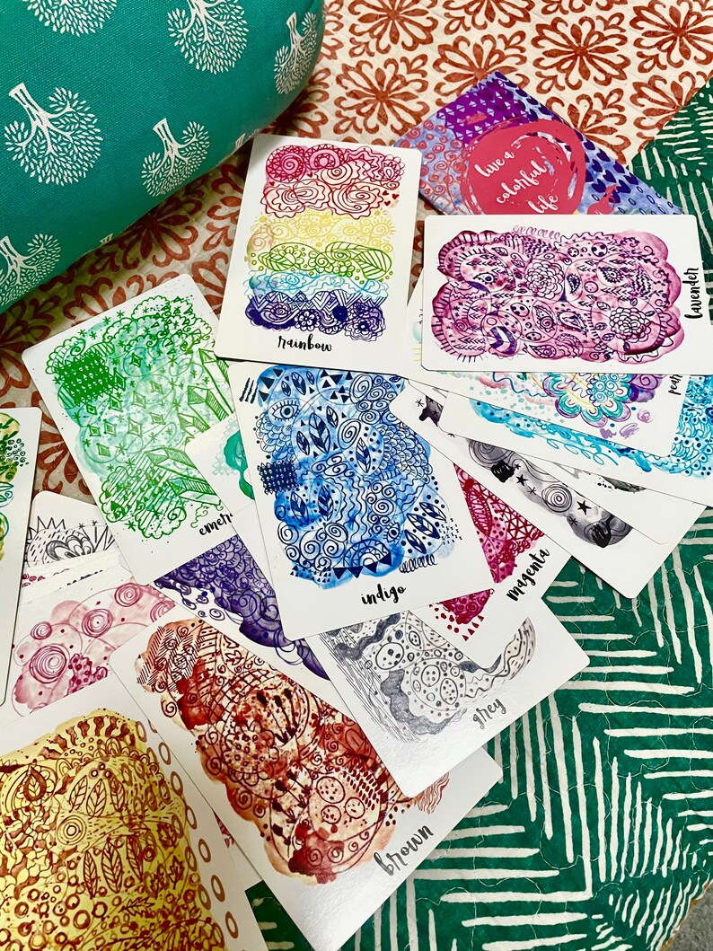 Live a Colorful Life Zentangle Oracle Color Therapy Card Deck - Etsy