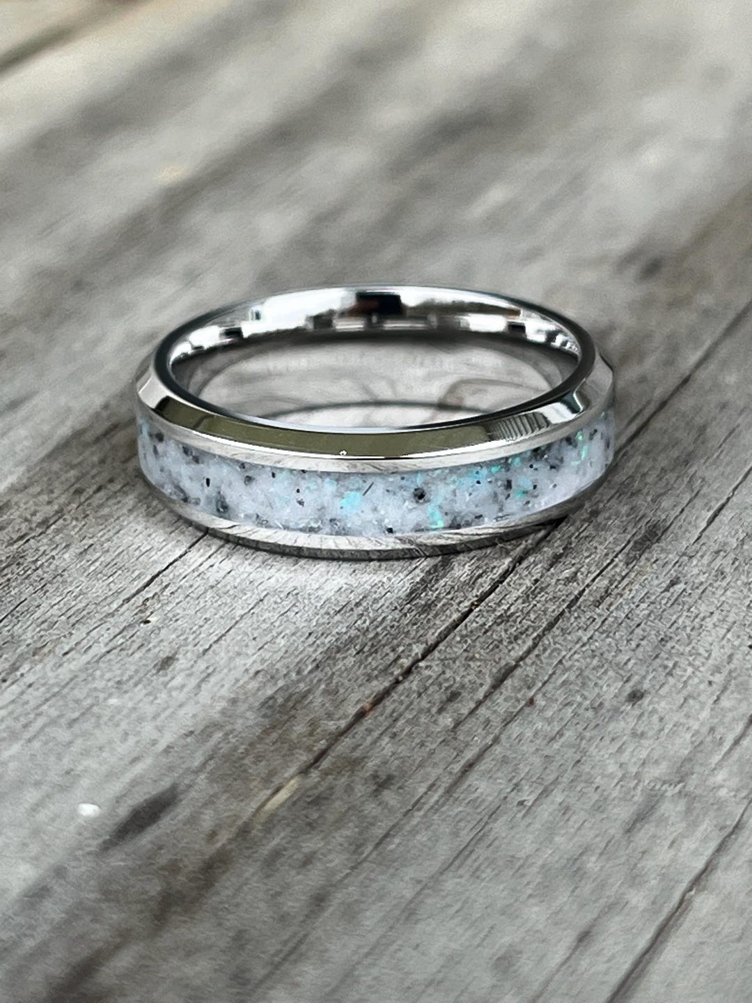Meteorite and Moonstone Inlay Ring - the Winter Dream - Etsy