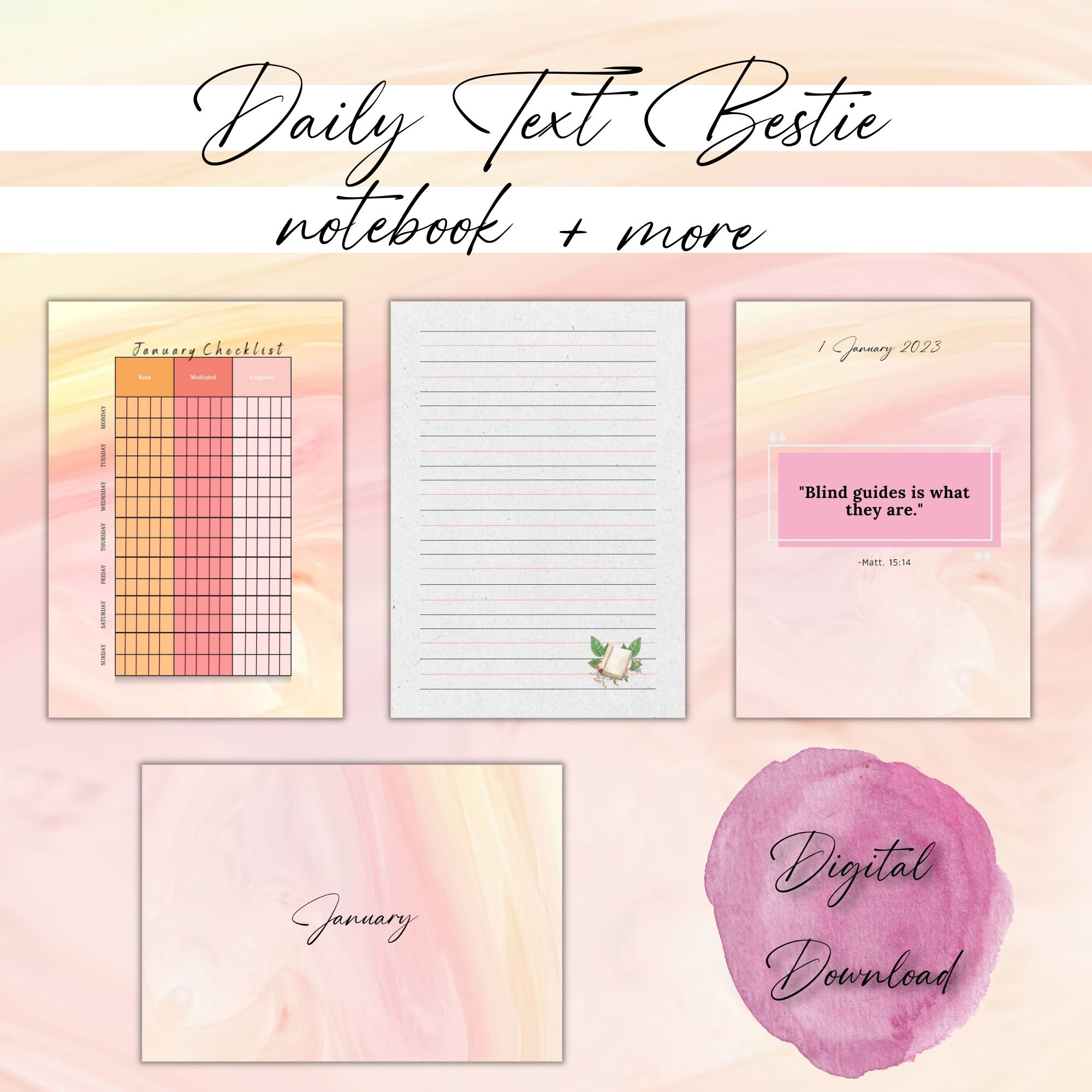 Daily Text Bestie, JW Printable, Daily Text Printable, - Etsy