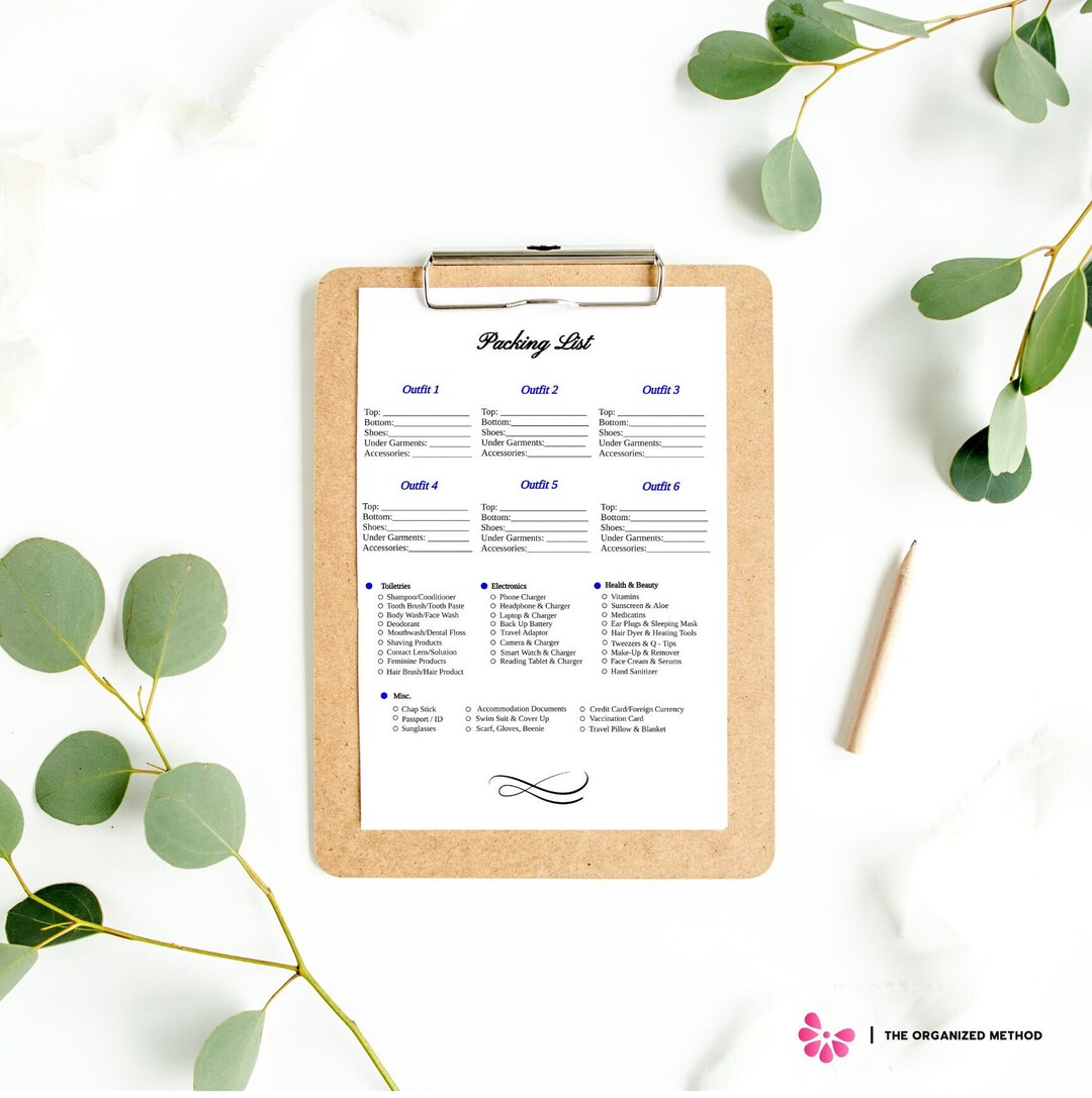 Travel Packing List, Printable Packing List, Editable Packing List ...