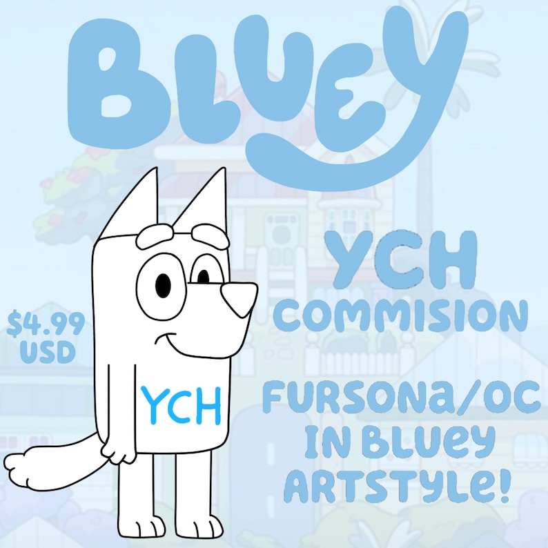 Bluey YCH Commision: Your Fursona/ Animal OC in Bluey Artstyle! - Etsy