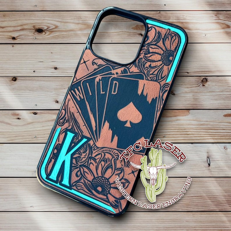 Western Wild Card Initial Phone Case - Etsy