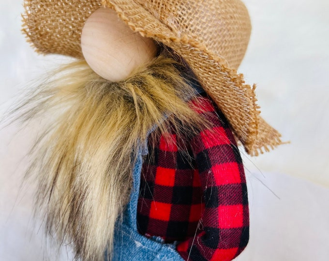 Country Gnome, Farmer Gnome, Cowboy Gnome, Barefoot Gnome, 15 Inches ...
