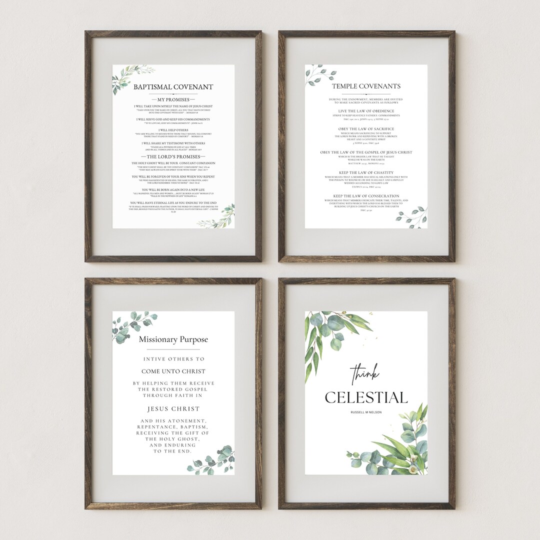 LDS Print Bundle Think Celestial Baptismal Covenants Temple Covenants ...