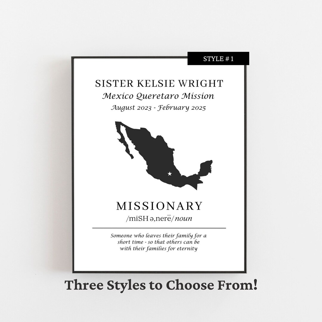 Custom Missionary Definition Print 3 Font Options missionary Gift ...