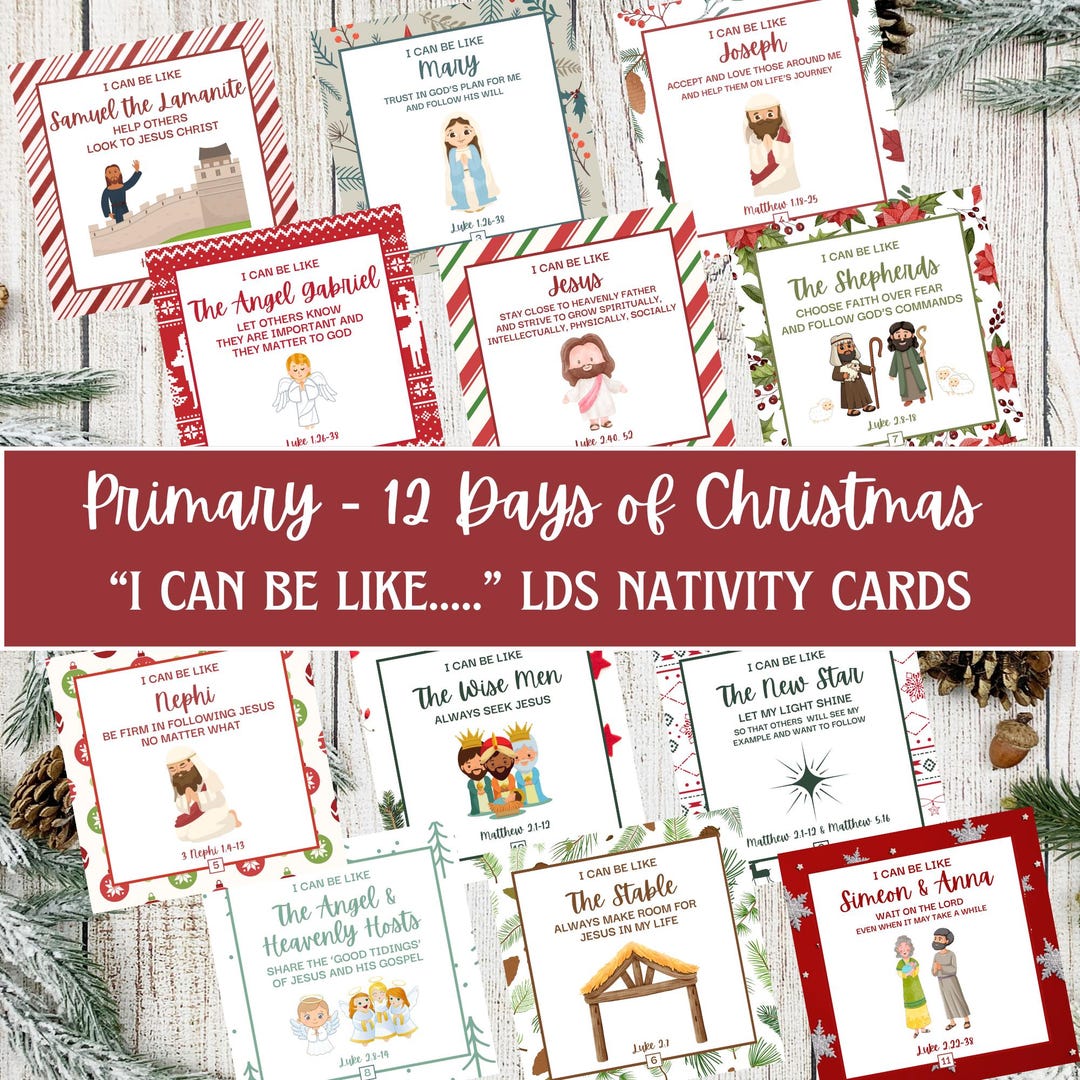 LDS Primary 12 Days of Christmas - LDS Christmas Advent Cards for Kids ...