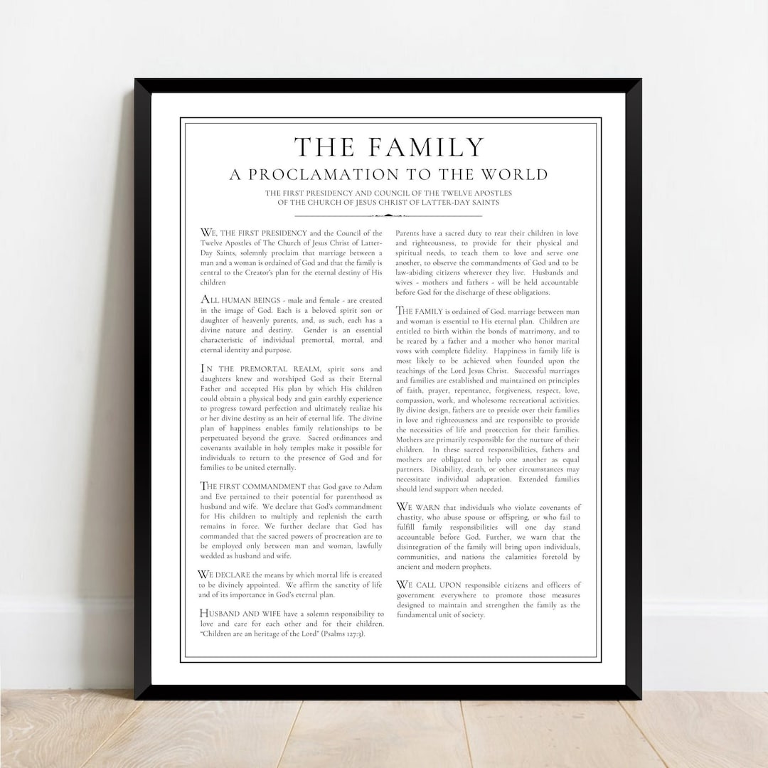 LDS Family Proclamation Print multiple Sizes LDS Wall Art LDS Print Lds ...