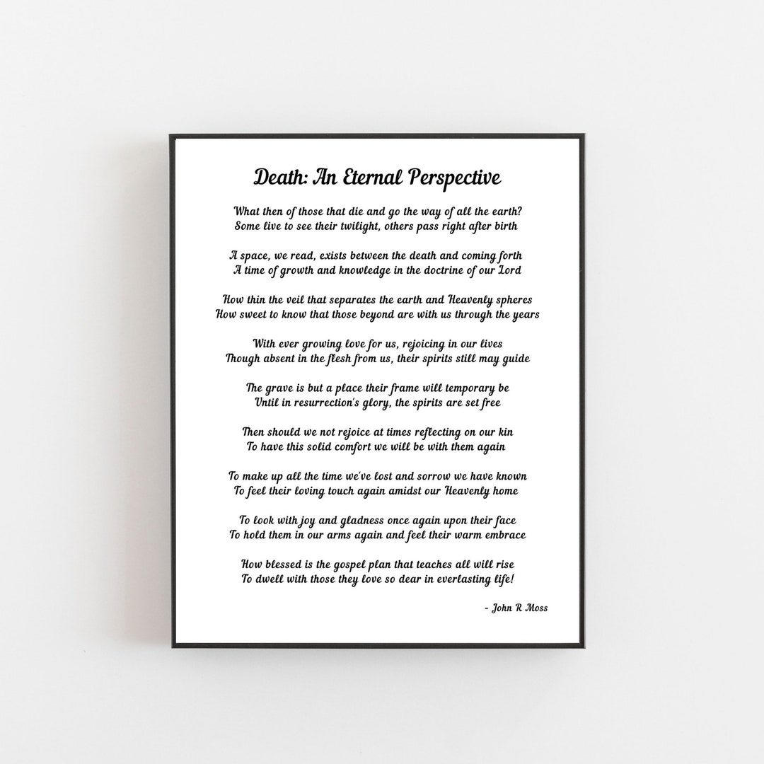 Death an Eternal Perspective LDS Death Poem LDS Funeral - Etsy