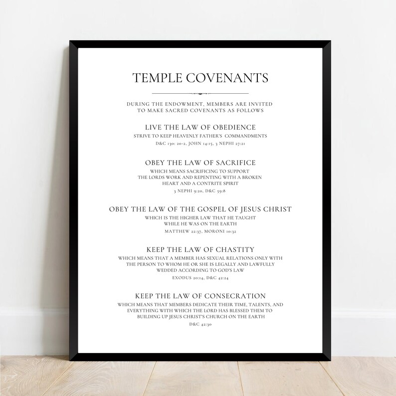 LDS Temple Covenants Print - Multiple Sizes - With and Without Border ...