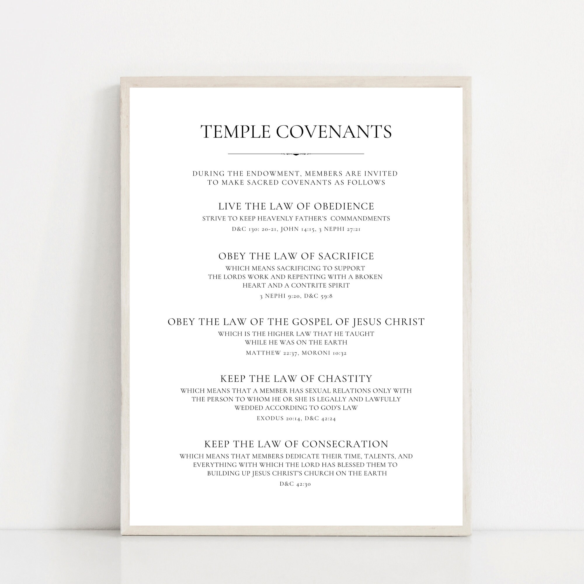 LDS Temple Covenants Print - Multiple Sizes - With and Without Border ...