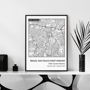 Custom LDS Mission Map Any City Two Styles Mission City Map LDS Missionary Gift Mission Farewell ...